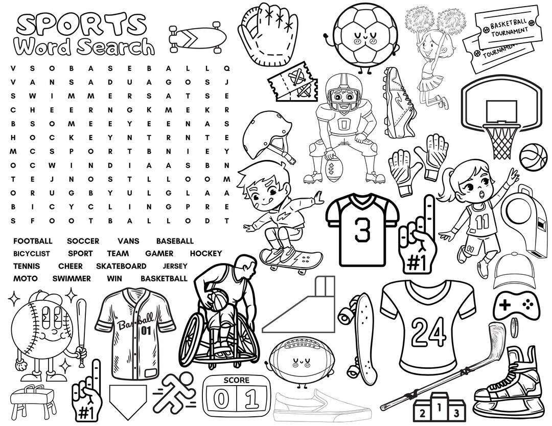Printable Kids Sports Inspired Activity Placemats – 2-page Fun Pack ...