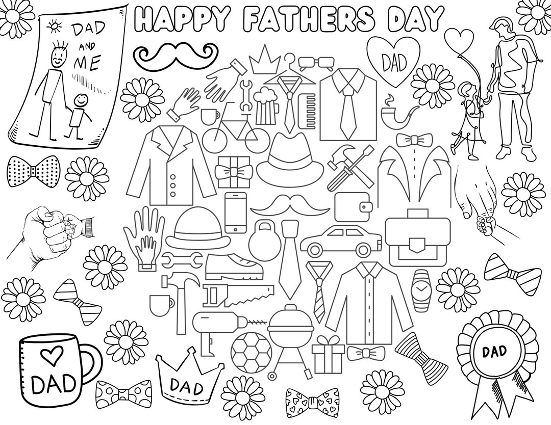 Printable Father’s Day Worksheet Activity Placemats Fun Pack for Kids ...