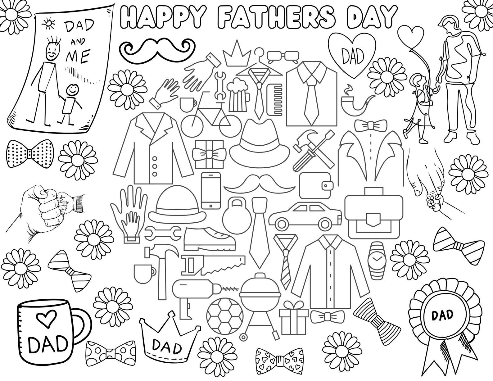 Printable Father’s Day Worksheet Activity Placemats Fun Pack for Kids ...