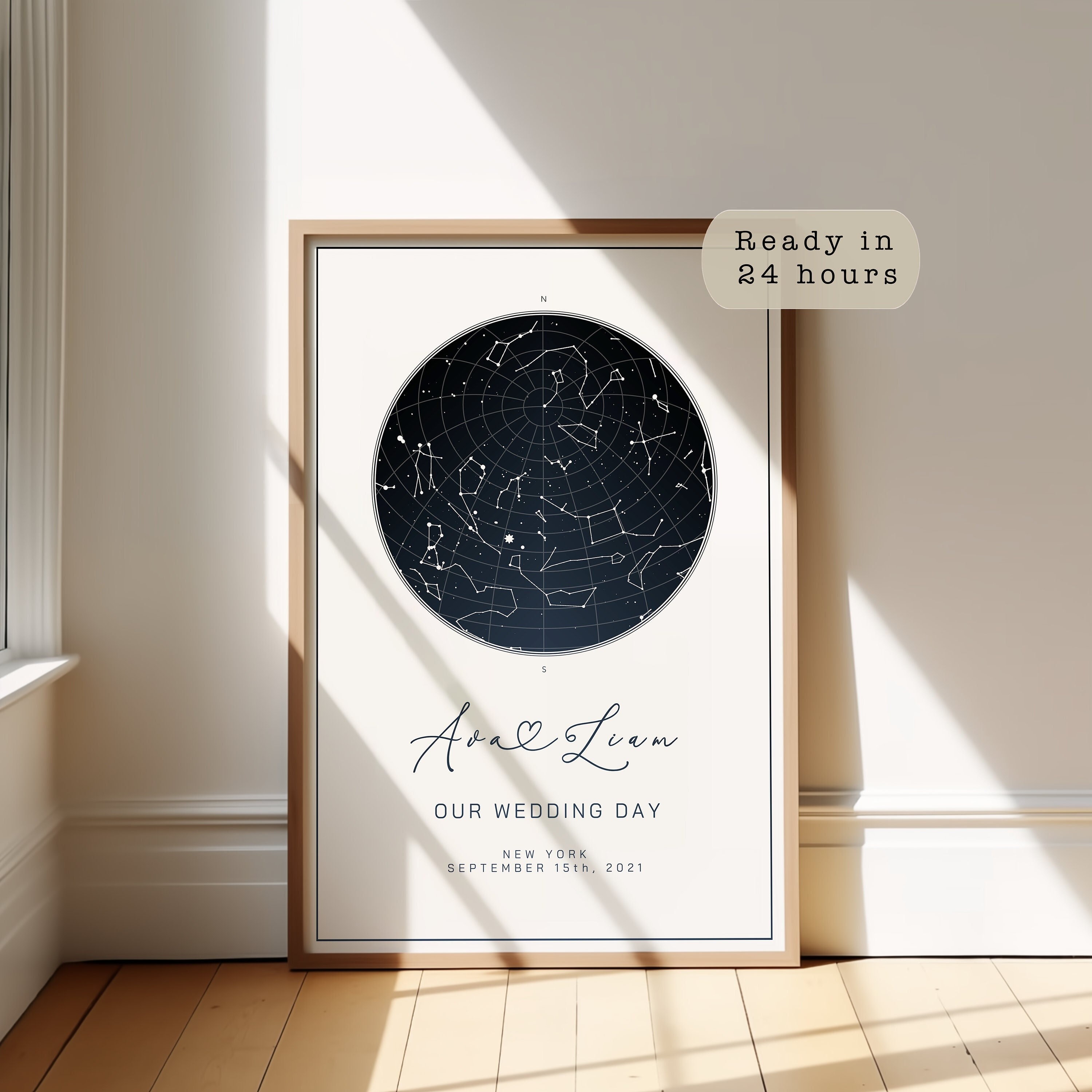 Digital Custom Star Map Star Poster Night Sky Print Anniversary Gift ...