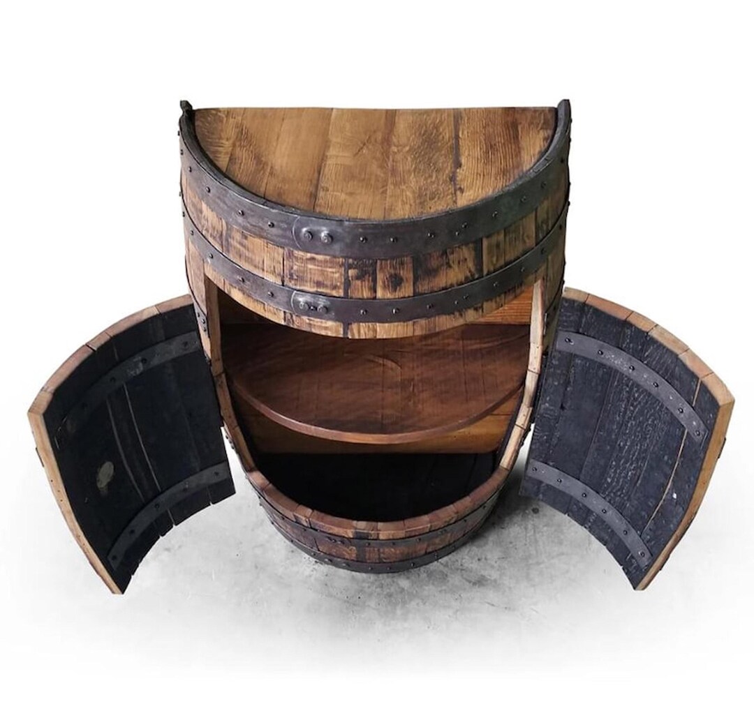 Whiskey Barrel Half Barrel Cabinet Whiskey Barrel Liquor Cabinet - Etsy