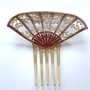 Early 1900s Decorative Hair Fan Comb Art Deco Period Ornate Celluloid ...