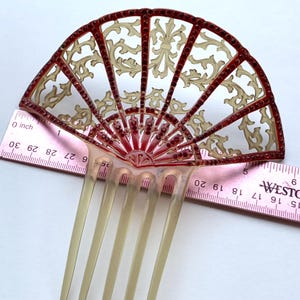 Early 1900s Decorative Hair Fan Comb Art Deco Period Ornate Celluloid ...