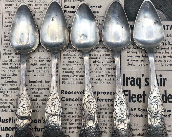Antique 1850's 1860's Coin Silver Spoon Set / Victorian Silver Flatware ...