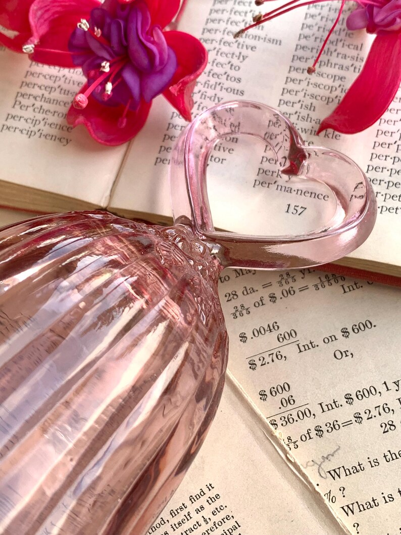 PINK Fenton Art Glass Bell With Heart Shaped Handle Vintage Collectible ...