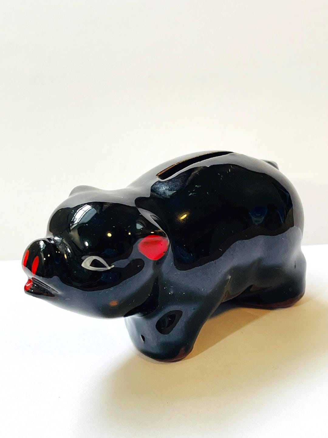Small Black Piggy Bank, Ceramic, Made in Japan, Quirky Vintage Kitsch ...