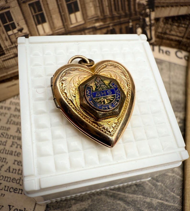 Vintage 1940's Gold Class Locket / 10K Gold Filled Weatherwax High ...