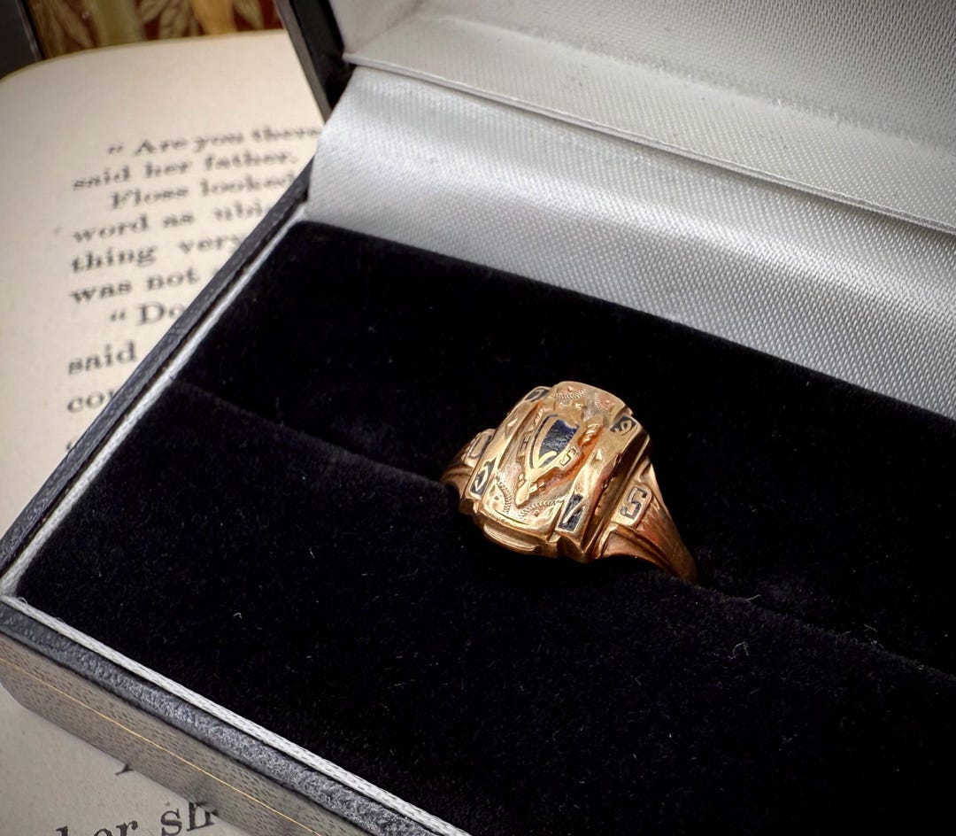 1957 Vintage 10K Gold Class Ring: High School Initial Ring, Size 6 - Etsy