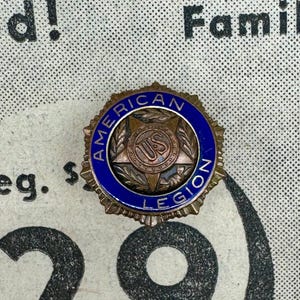 1930s Vintage American Legion Tack Pin / Gold Filled Screw Pin / Ornate ...