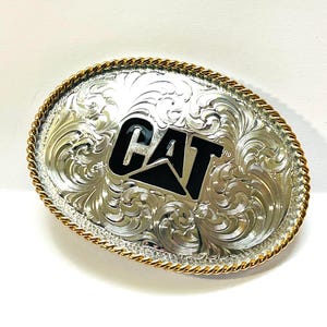 Vintage CAT Belt Buckle, Sterling Plated, Construction Machinery ...