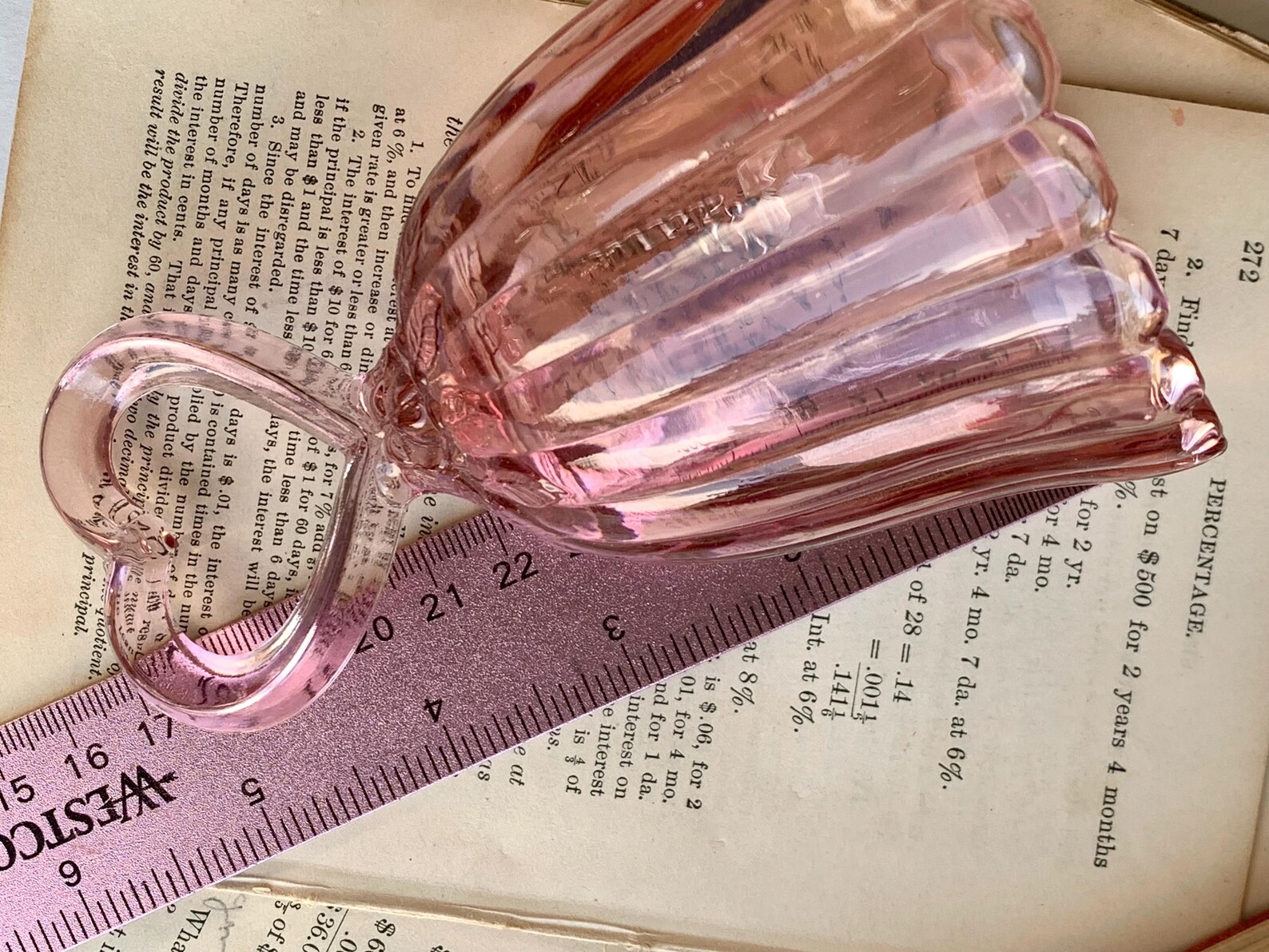 PINK Fenton Art Glass Bell With Heart Shaped Handle Vintage Collectible ...