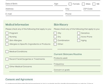 Skin/facial Treatment Consent Forms ( Consent Form, Spa Consent Forms ...