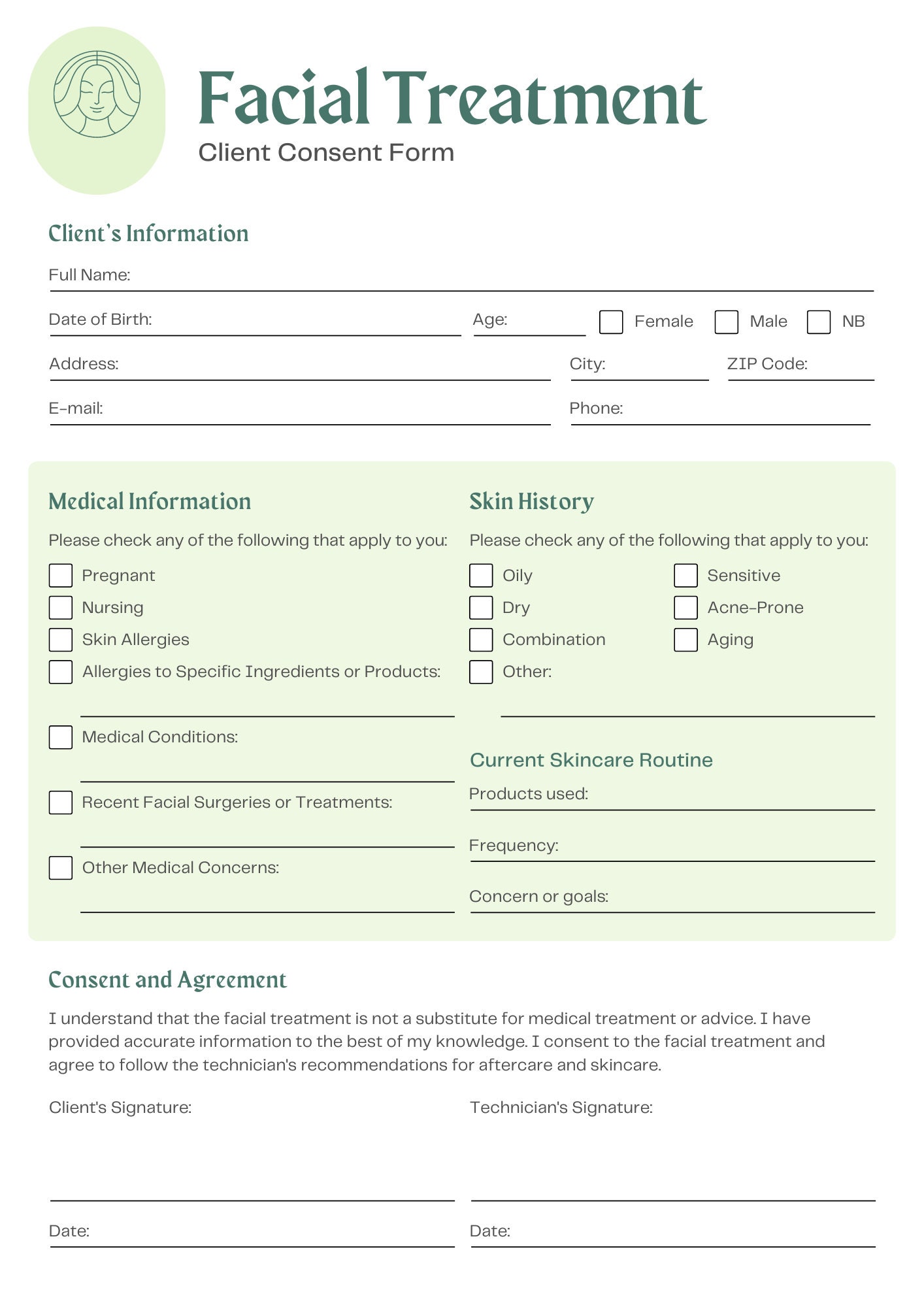 Skin/facial Treatment Consent Forms ( Consent Form, Spa Consent Forms ...