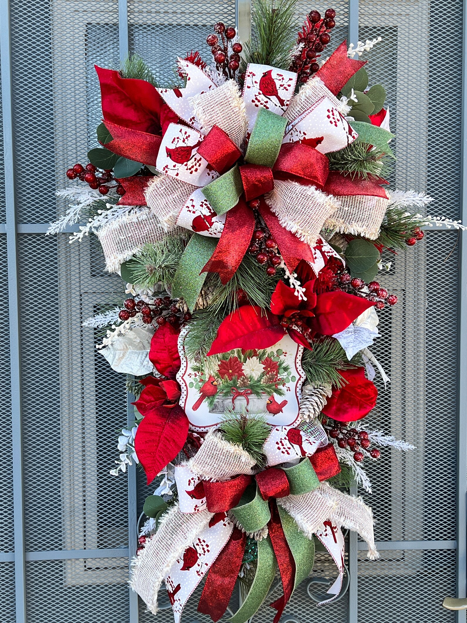 Red Cardinal Christmas Wreath: Poinsettia Holiday Decor - Etsy