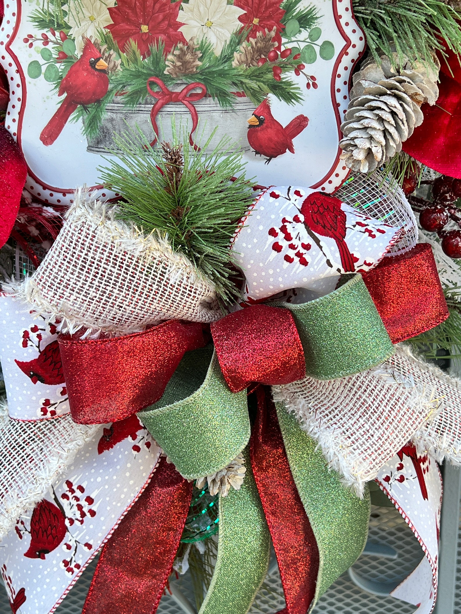 Red Cardinal Christmas Wreath: Poinsettia Holiday Decor - Etsy