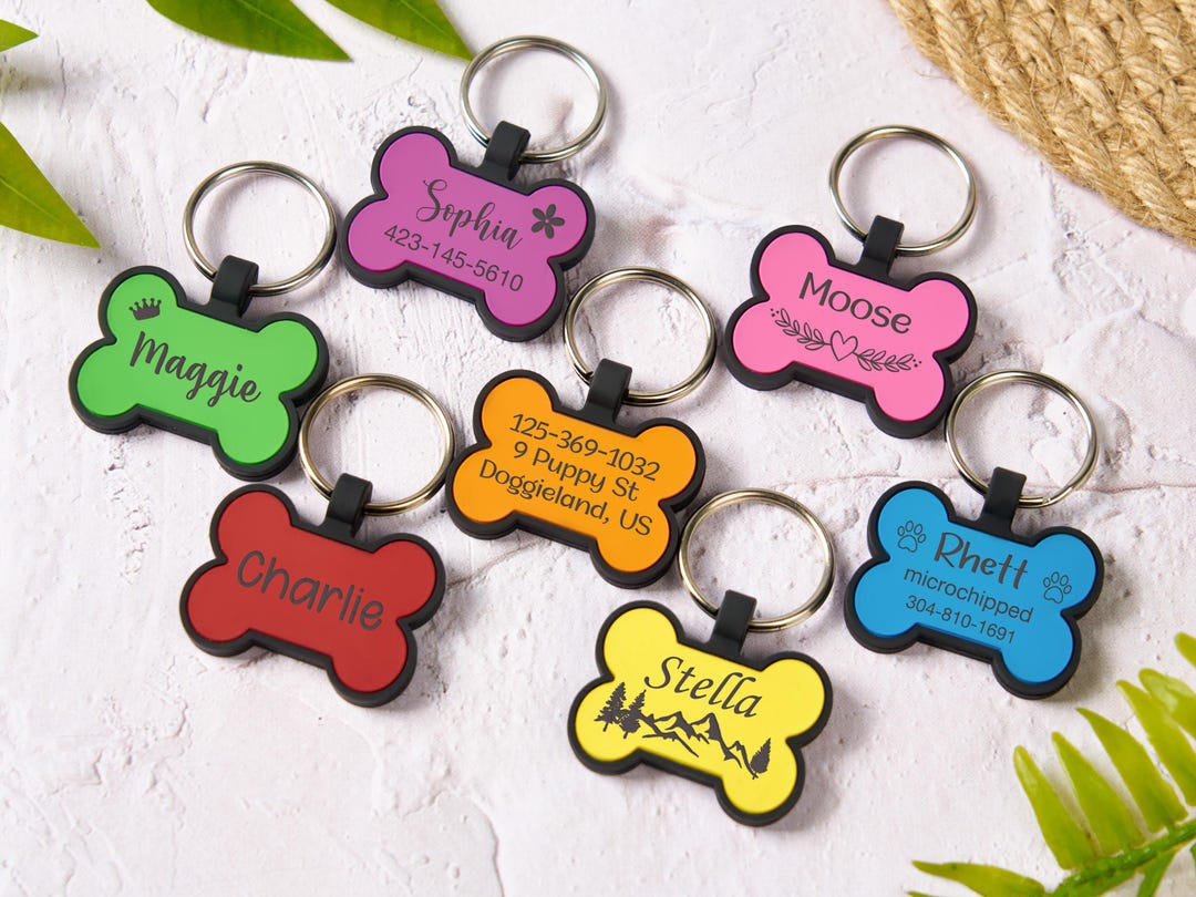 Silicone Dog Tag Personalized,bone Shape,silent Dog Collar Tag,custom ...