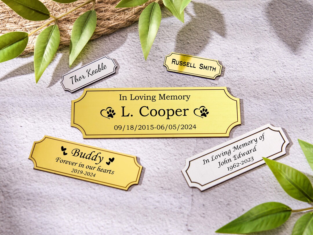 Personalized Engraved Brass Plate Custom Name Plate Pet Memorial Label ...