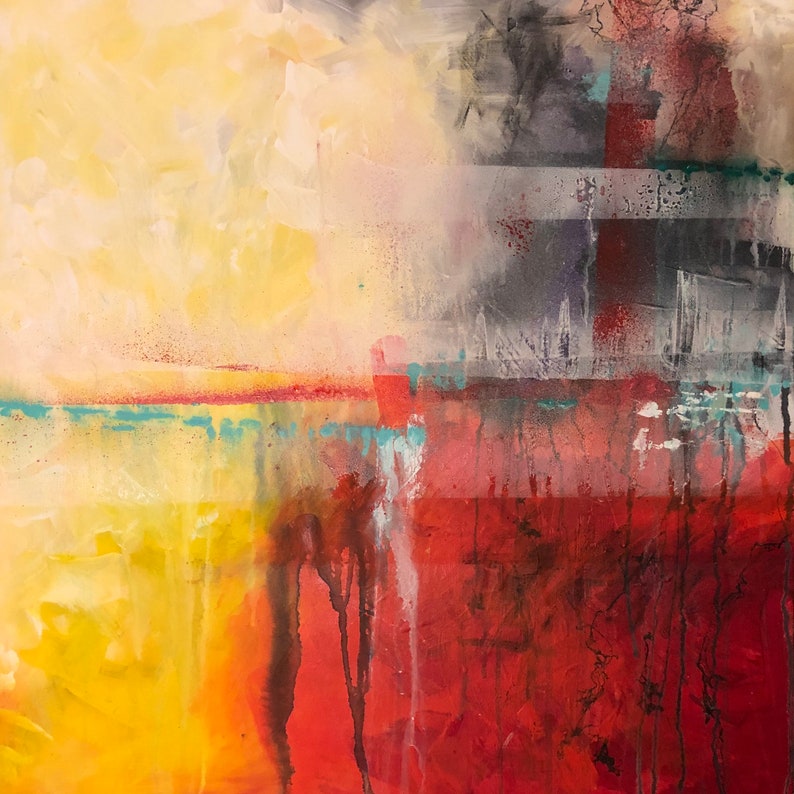 Burn / 2x2 Foot Original Acrylic Painting on Framed Canvas - Etsy