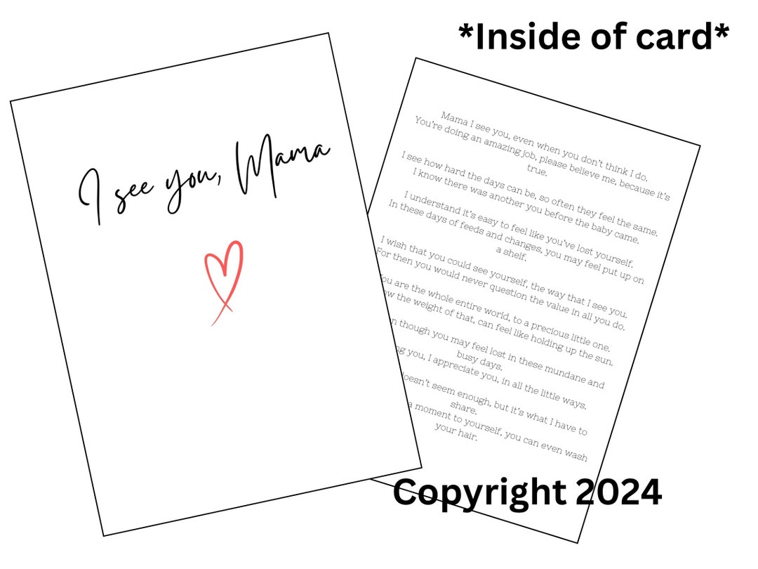 Printable Card for New Mom With Poem. Postpartum Support Card. Digital ...