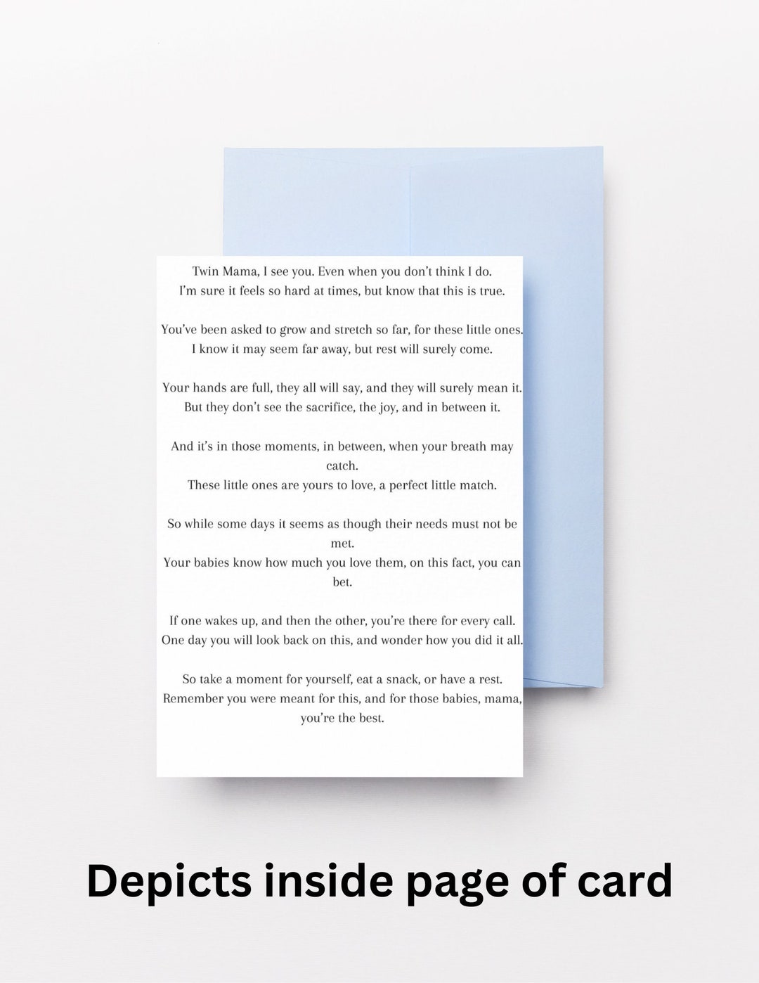Card With Poem for Twin Mom. Digital Download. Easy to Print at Home. 8 ...