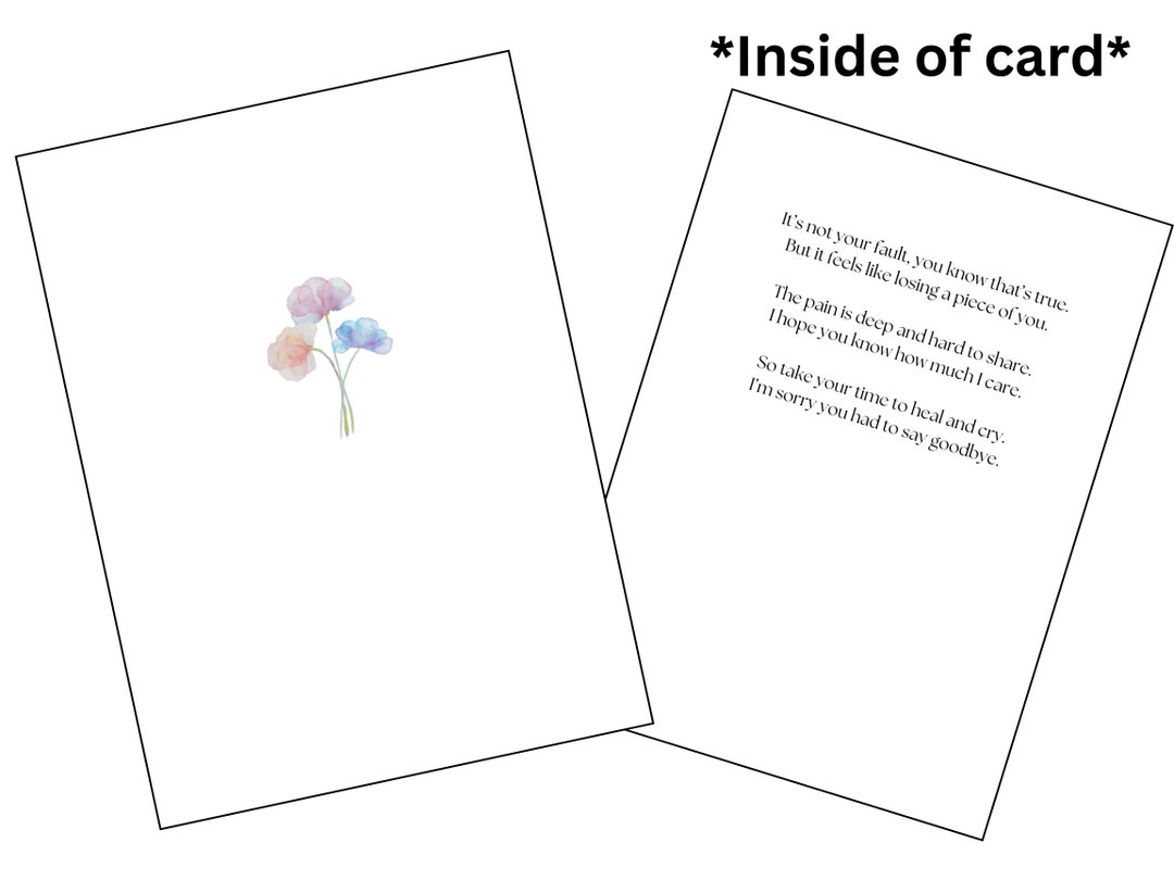 Printable Miscarriage Support Card With Heartfelt Poem. Supportive ...