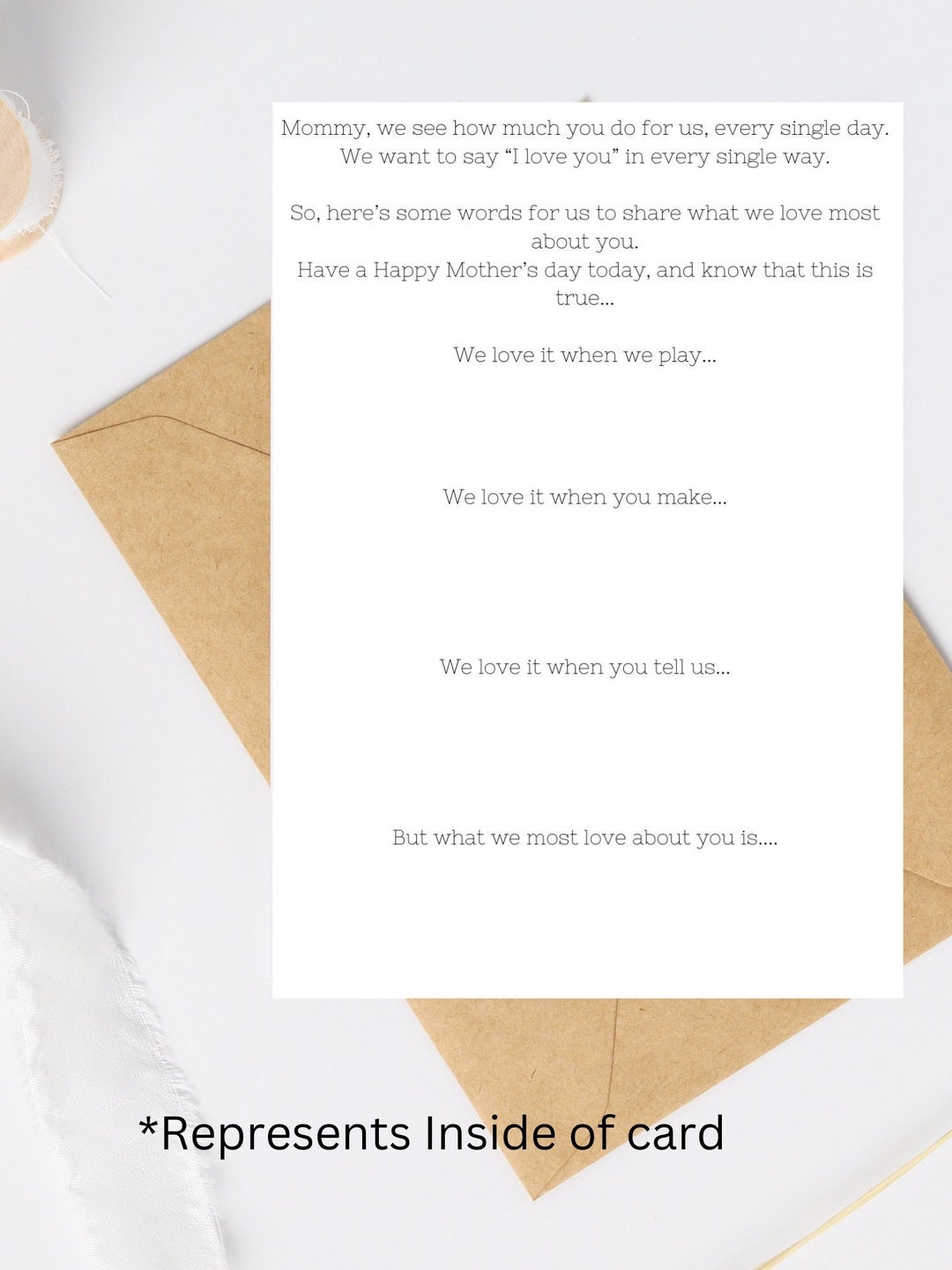 Printable Mother's Day Card With Poem. Easy Gift for Mom From Children ...