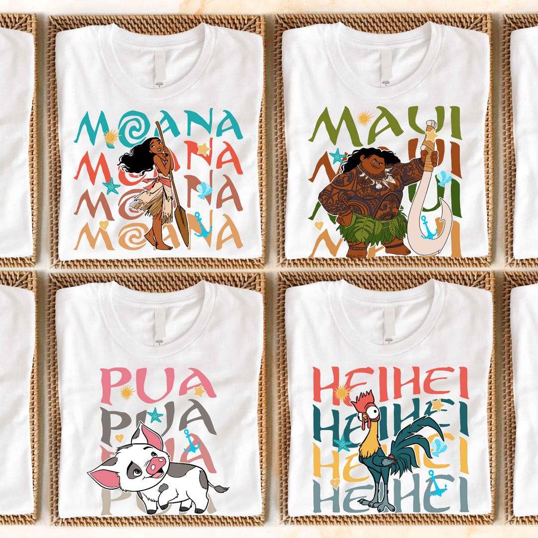 Disney Princess Moana Characters Shirt, Hei Hei Shirt, Moana Pua Shirt ...