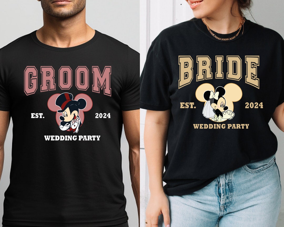 Disney Bride And Groom Shirt Disney Couple Shirt Disneyland Wedding