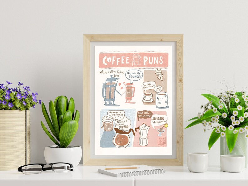 Funny Cafe Puns Art Print - Etsy