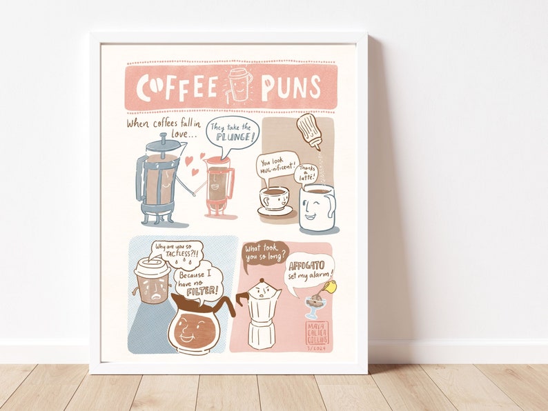Funny Cafe Puns Art Print - Etsy