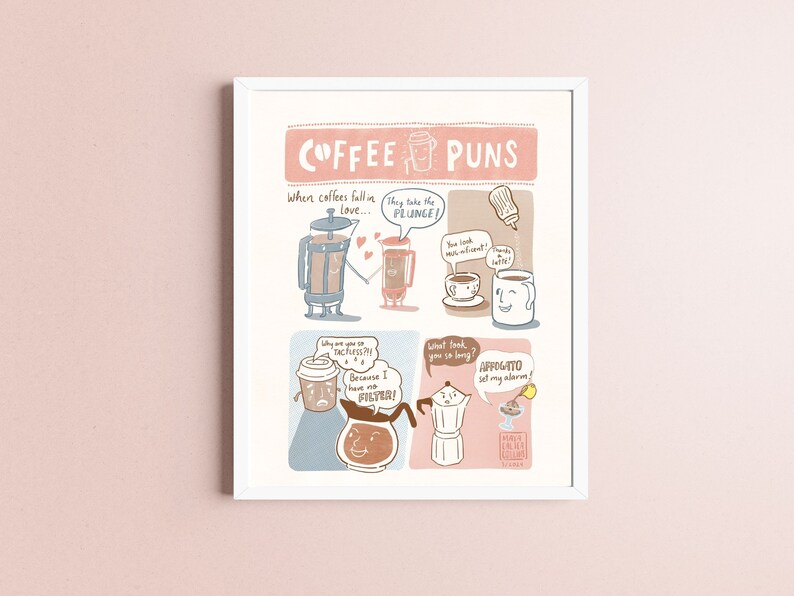 Funny Cafe Puns Art Print - Etsy
