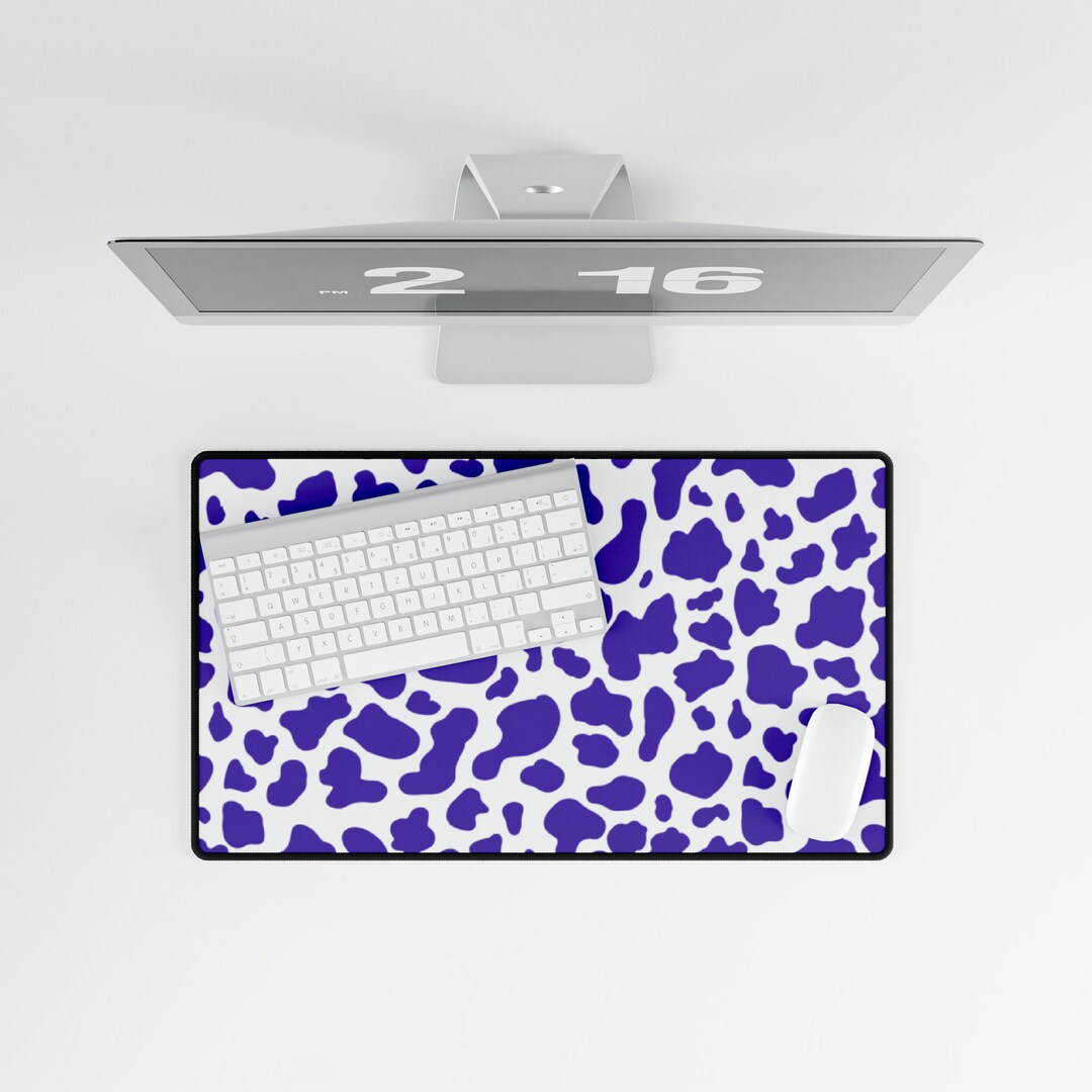 Blue and White Cow Print Desk Mat - Etsy