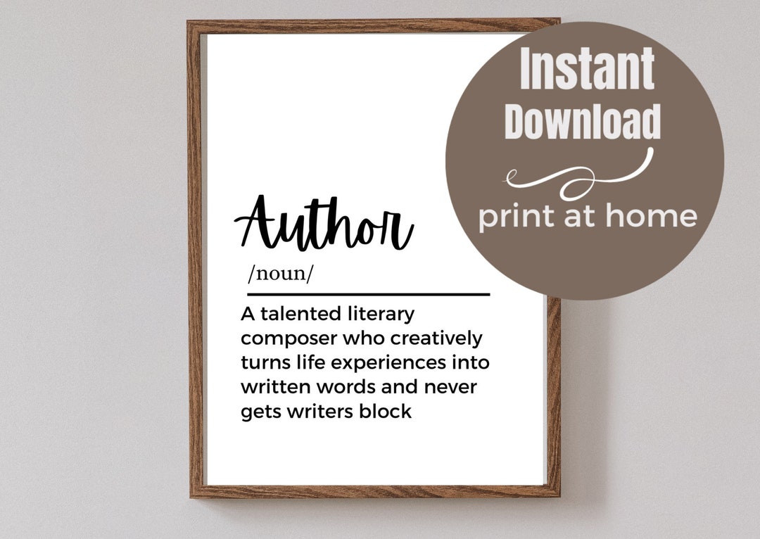 Author Funny Definition Digital Download Job Work Gift Wall Art Print ...