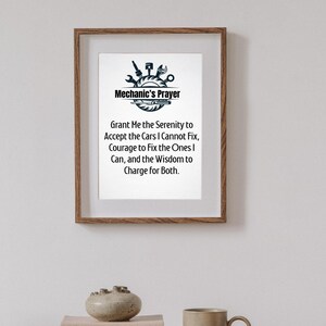 Mechanic Wall Art Funny Mechanic Prayer Digital Download Job Work Gift ...