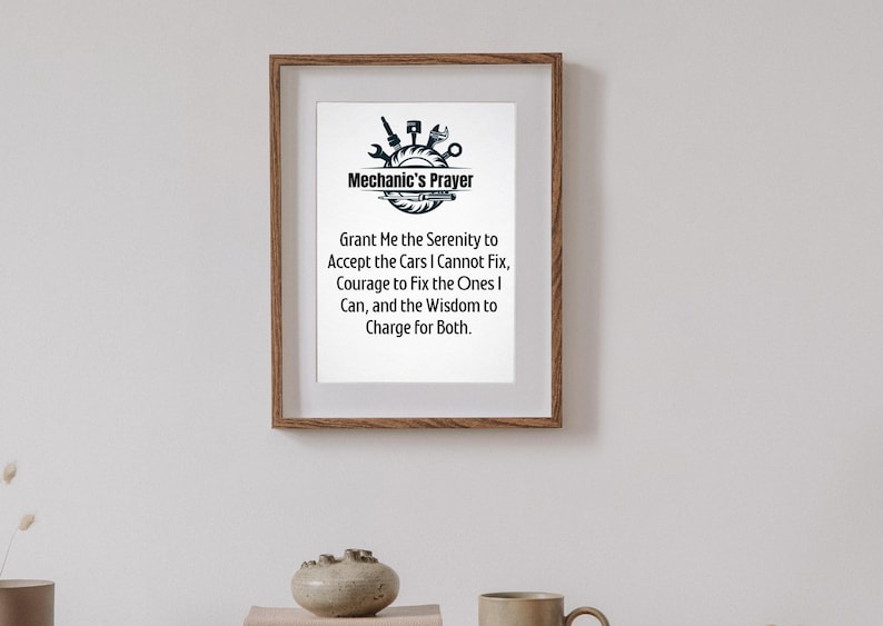 Mechanic Wall Art Funny Mechanic Prayer Digital Download Job Work Gift ...