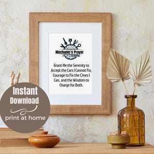 Mechanic Wall Art Funny Mechanic Prayer Digital Download Job Work Gift ...