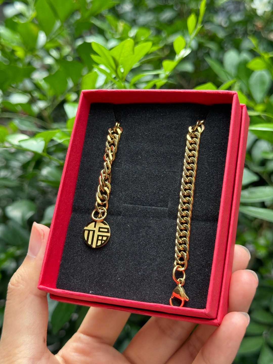 Captivating Chinese 'fu' Symbol Metal Bracelet auspicious for Everyday ...