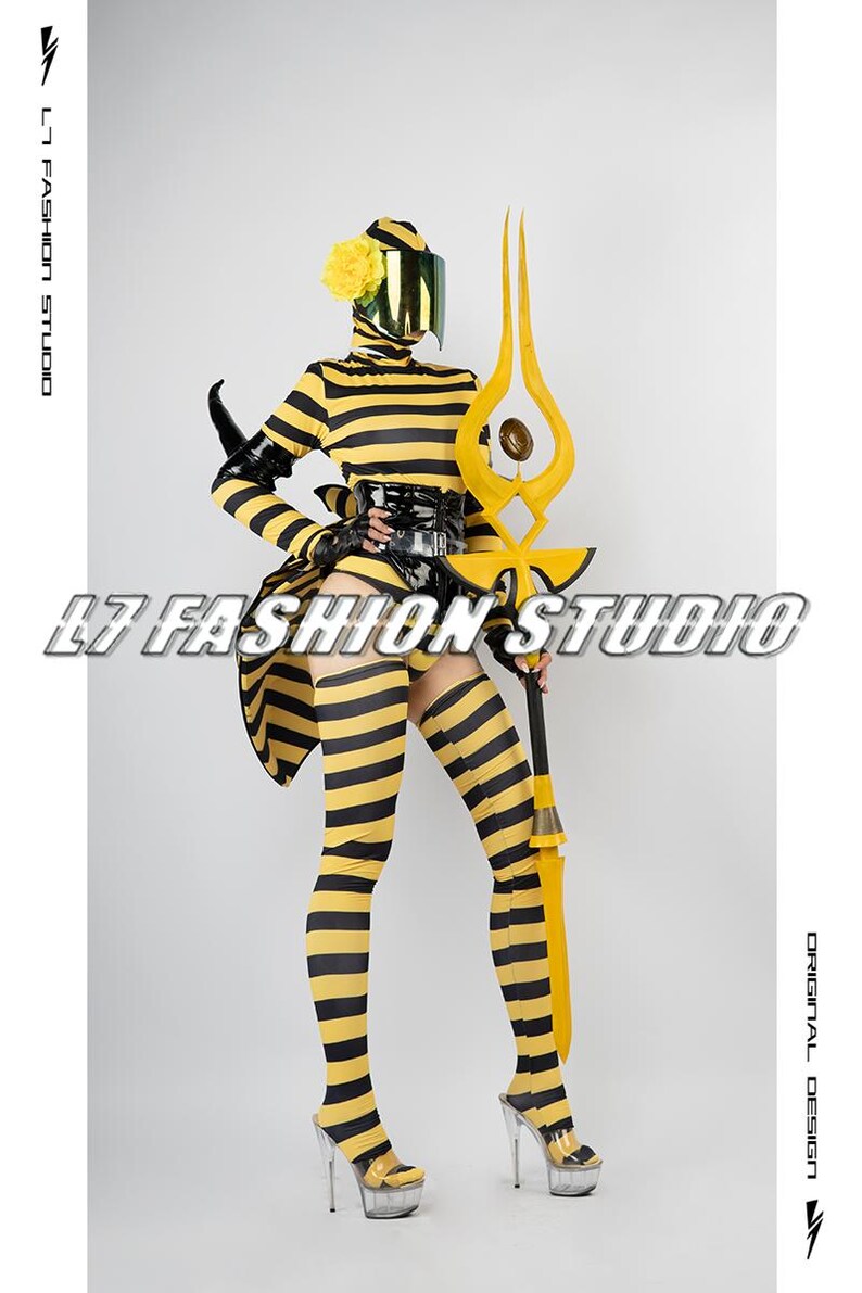 Adorable Bumblebee Striped Go-go Dancewear Color-blocked Insect Themed ...