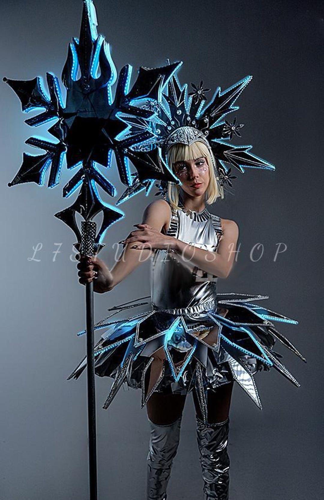Cyberpunk LED Costume: Silver Futuristic Armor, Burning Man Cosplay - Etsy