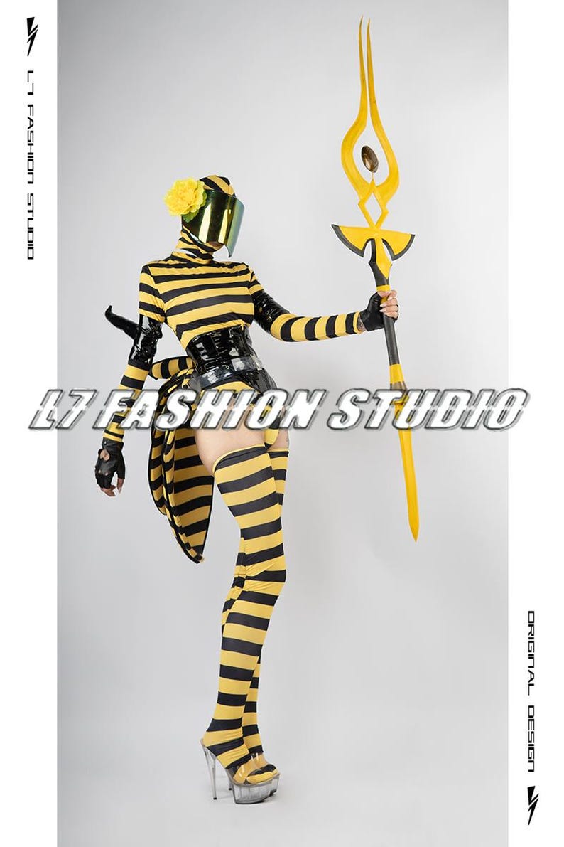 Adorable Bumblebee Striped Go-go Dancewear Color-blocked Insect Themed ...