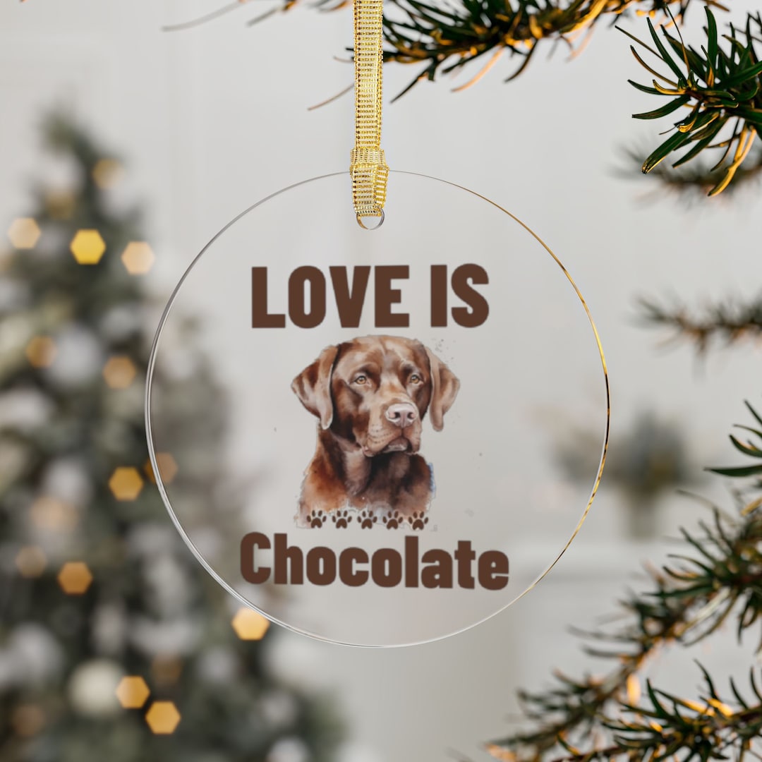 Chocolate Lab Ornament: 'love is Chocolate' Labrador Retriever Acrylic ...