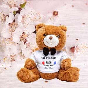 Personalized Get Well Soon Teddy Bear With Custom T-shirt - Etsy
