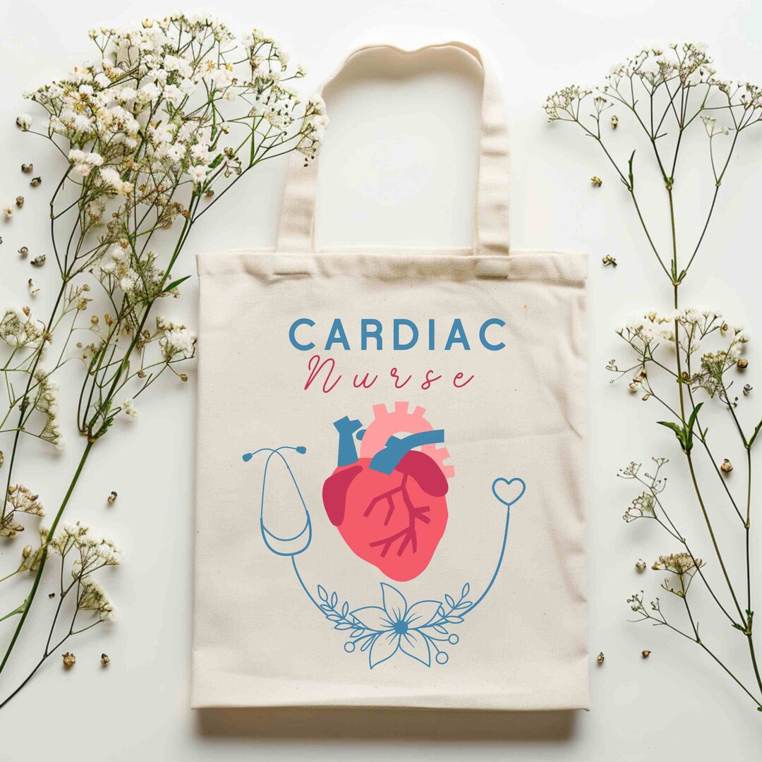 Cardiac Nurse Tote Bag - Cotton Canvas Tote Bag - Natural or Black ...