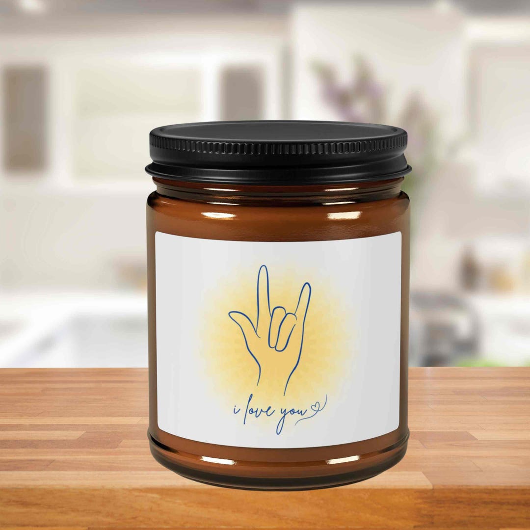 I Love You ASL Candle: Soy Wax, Amber Jar - Friendship Gift - Etsy
