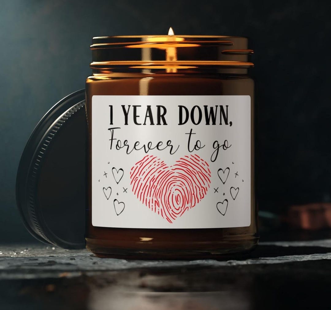 1 Year Anniversary Soy Candle: Heart Print, Scented Candle - Etsy