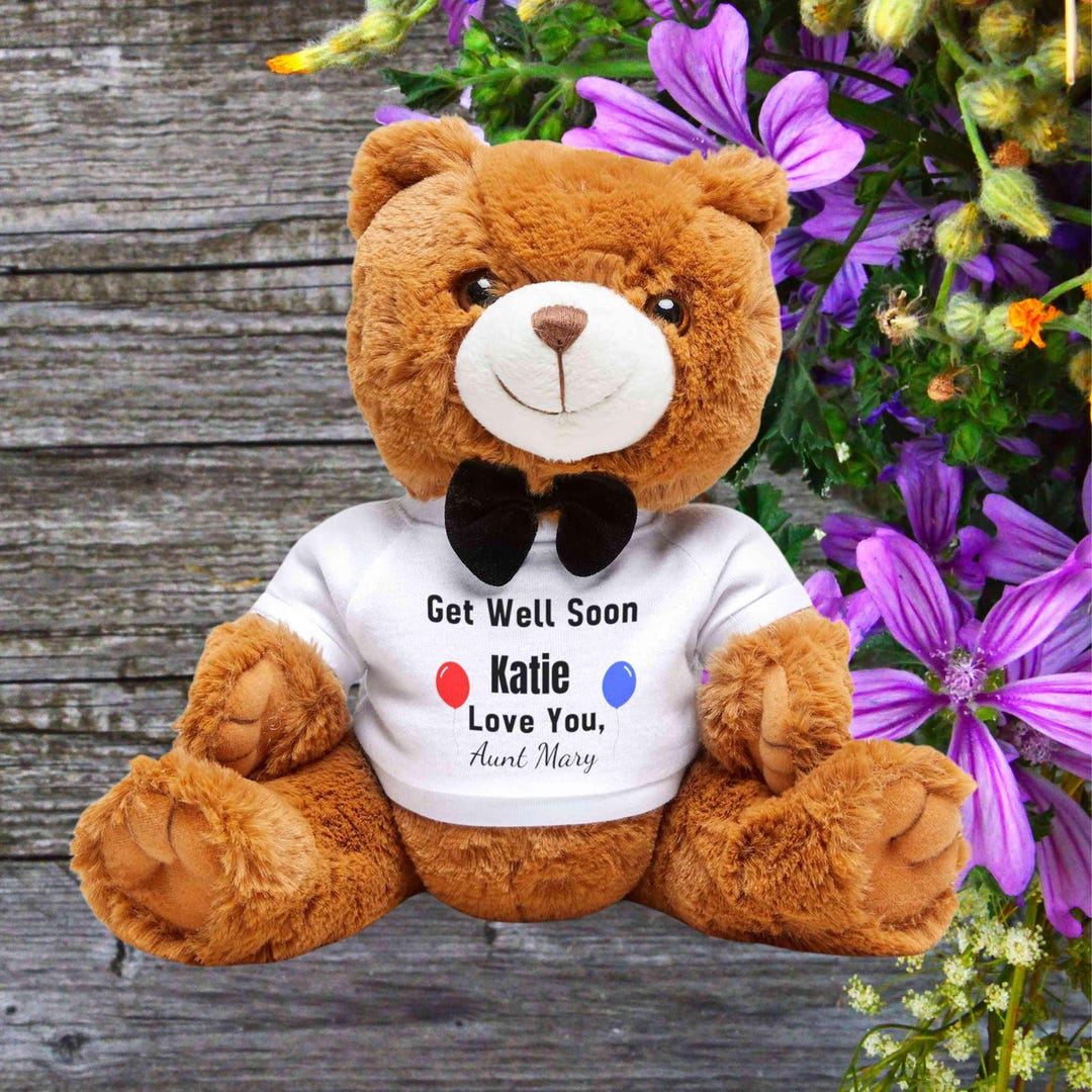 Personalized Get Well Soon Teddy Bear With T-shirt, Get Well Soon Gifts ...