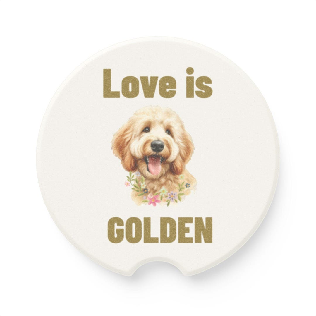 Goldendoodle Car Coasters, Soapstone Car Coasters, Car Cup Holders, Dog Car Decor, Goldendoodle ...