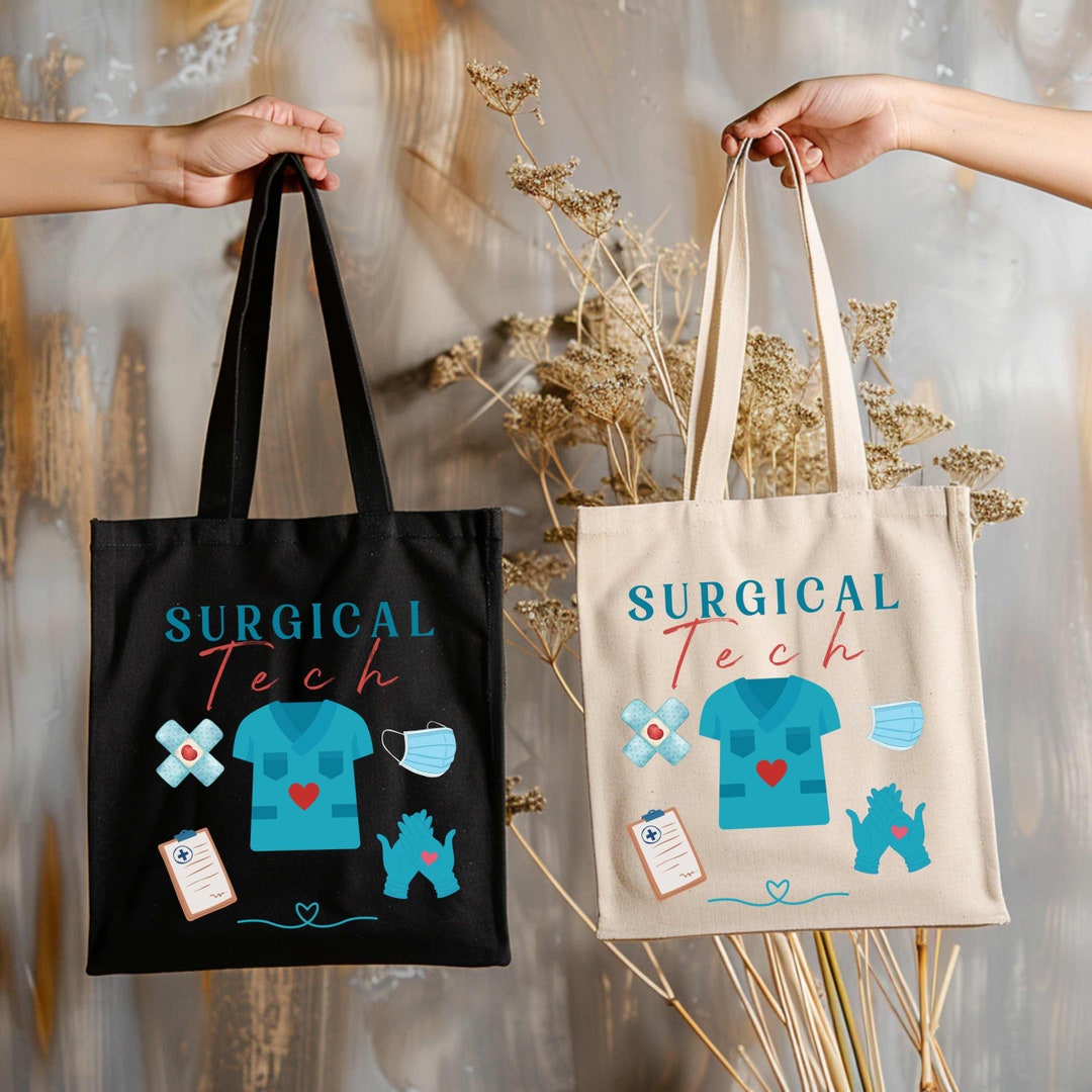 Surgical Tech Tote Bag Canvas Tote Bag Available in Natural or Black ...