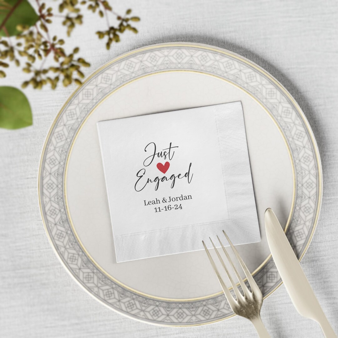 Personalized Engagement Napkins, Custom Cocktail Napkins Engagement ...