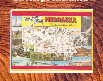 Note Card With Envelope - Greetings From Nebraska - Nebraska State Map ...